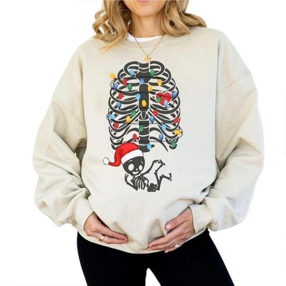 Christmas Skeleton Pregnancy Sweatshirt – Funny Maternity Christmas ...