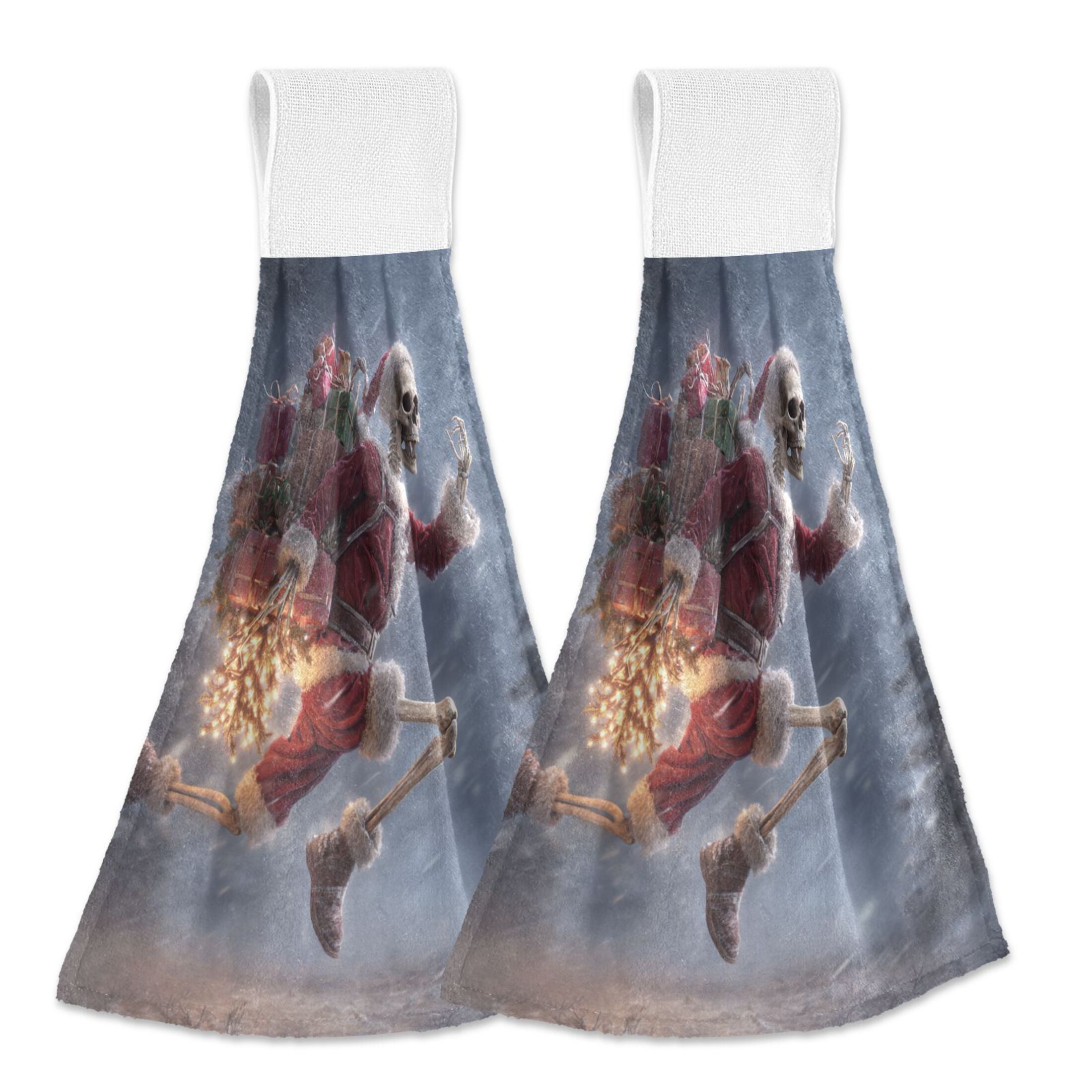 Christmas Skeleton Running Hanging Towels with Loop Hand Towels Nylon ...