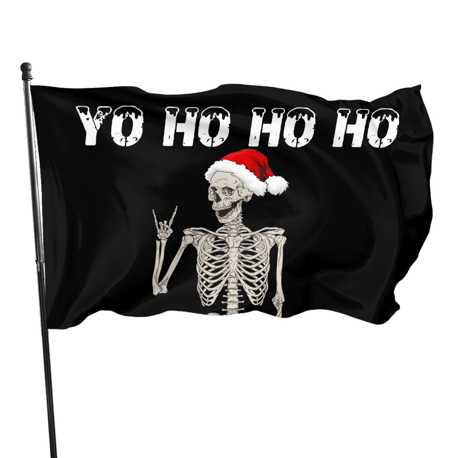 Christmas Skull Yo Ho Ho Ho Flag 3x5 Ft Outdoor Indoor With Grommet ...