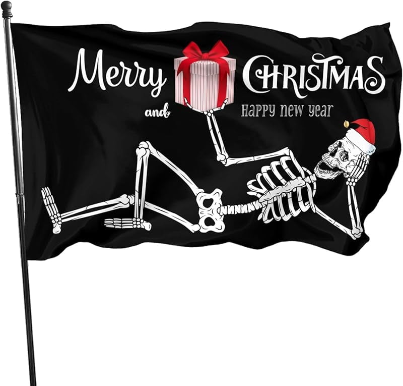 Christmas Skull Yo Ho Ho Ho Flag 3x5 Ft Outdoor Outside With Grommets ...