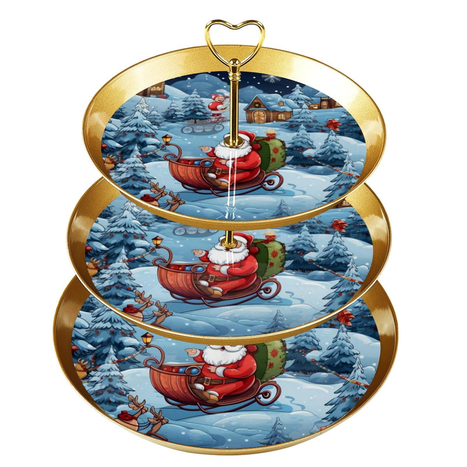 Christmas Sled Elegant Plastic Discs Cupcake Stand with Iron Pillars ...