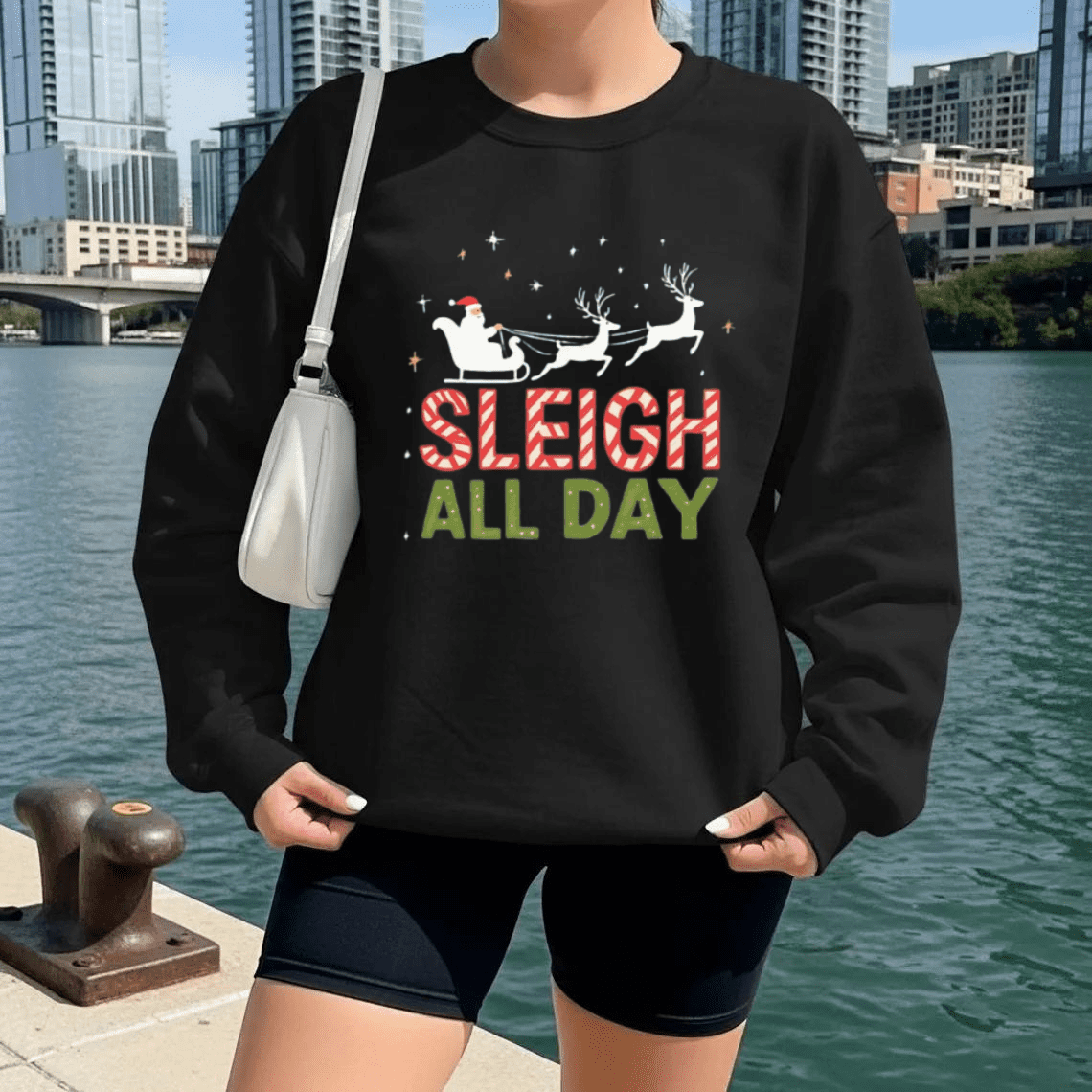 Christmas Sleigh All Day Holiday Fun Winter Celebration Graphic ...