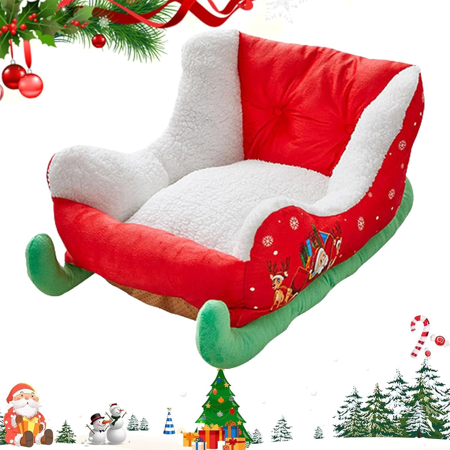 Christmas Sleigh Dog Beds, Christmas Cat Bed, Pet Sleigh Bed, Holiday ...
