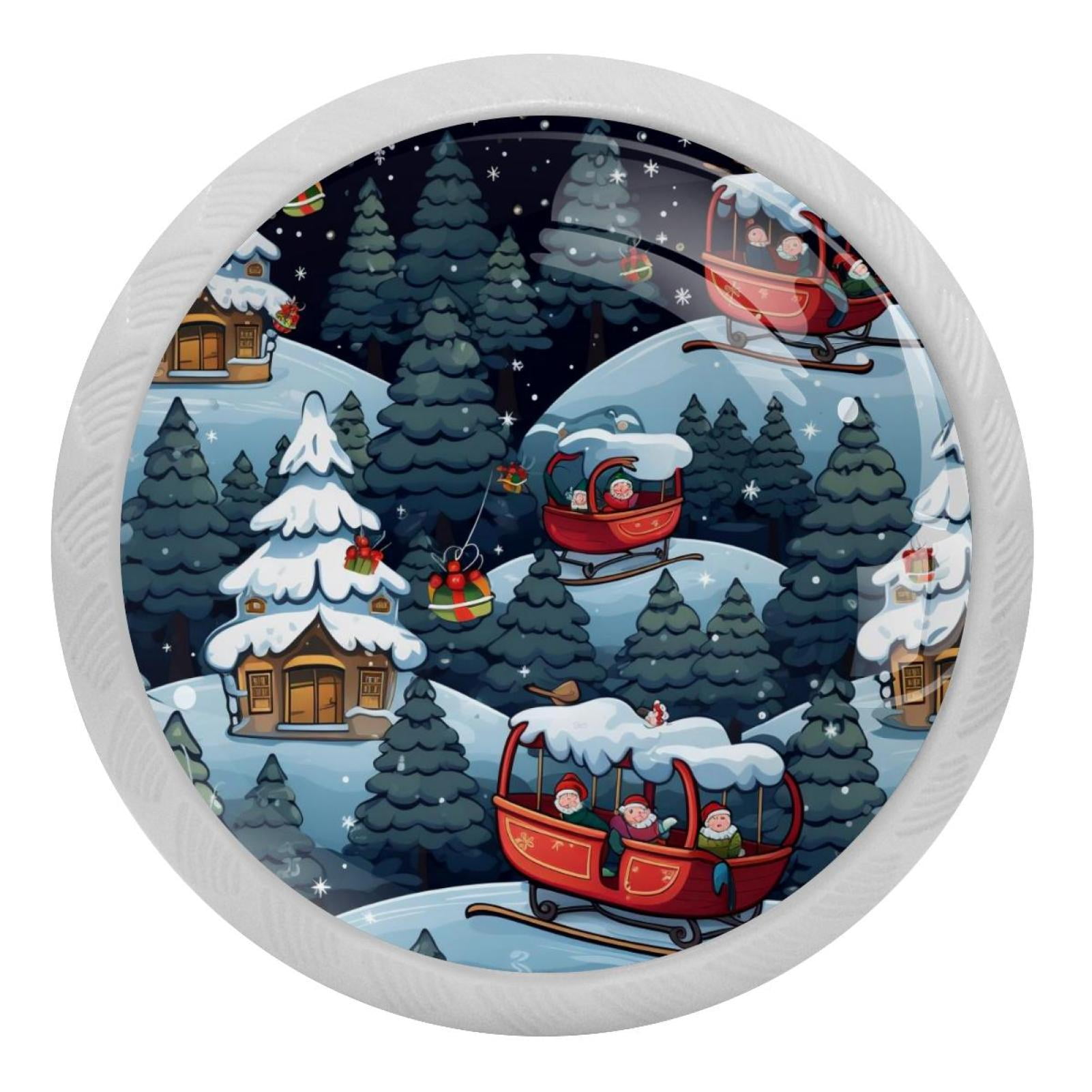 Christmas Sleigh Fluorescent Drawer Pulls with Screws - Round 4-Pack ...