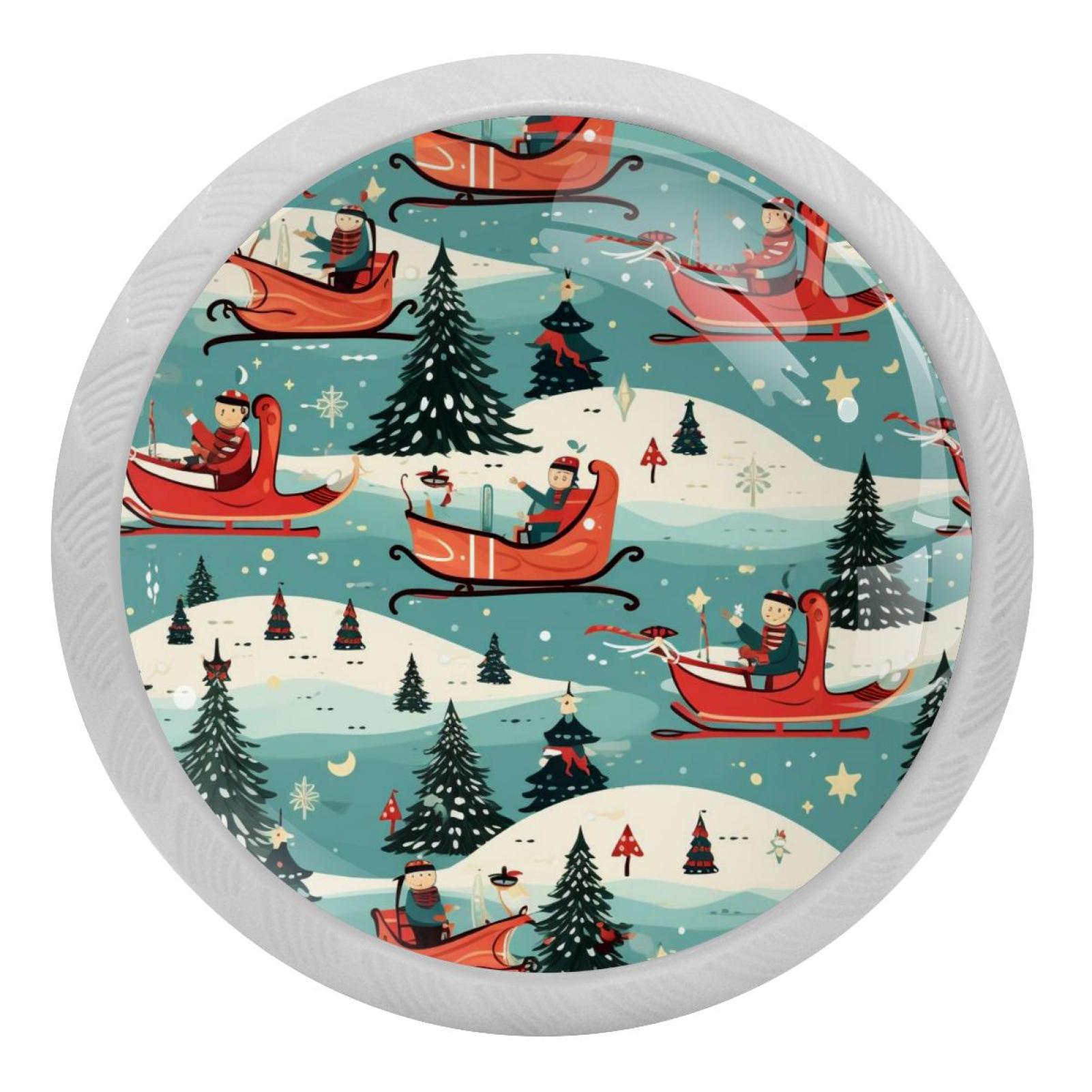 Christmas Sleigh Fluorescent Drawer Pulls with Screws - Round 4-Pack ...