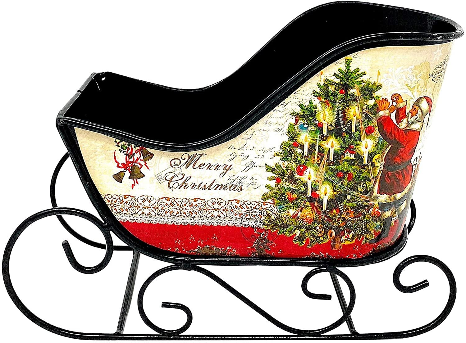 Christmas Sleigh Metal Santa Design Decoration Small Candy Gift ...
