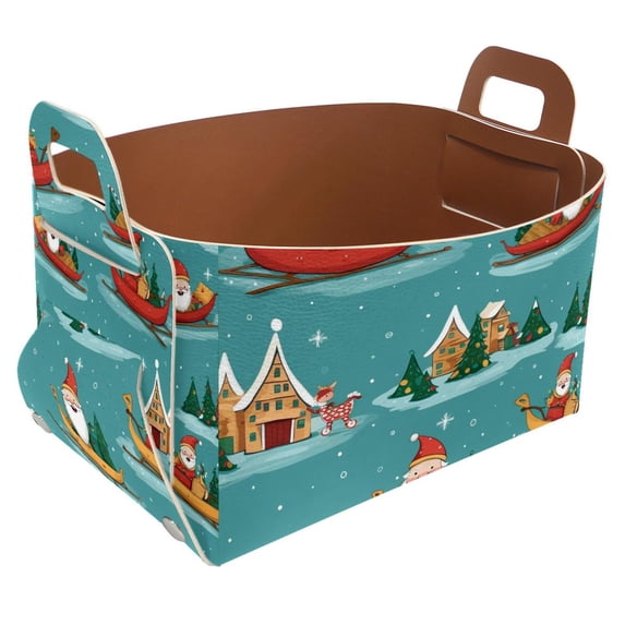 Christmas Sleigh Pattern I Storage Basket Collapsible Storage Bin, PU ...
