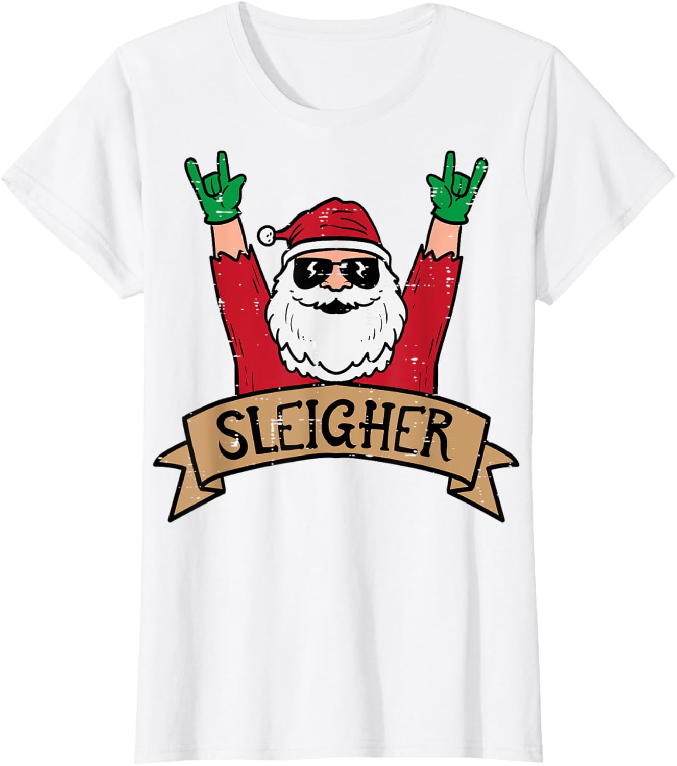 Christmas Sleigher Santa Rock Xmas Rocker Men Women Kids Boy T-Shirt ...
