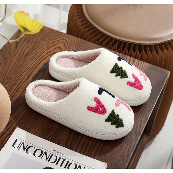 Christmas Slippers For Women Men Women's Cozy House Slippers With a ...
