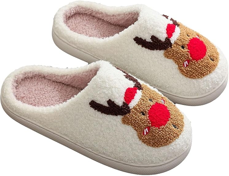 Christmas Slippers For Women Men Women's Cozy House Slippers With a ...
