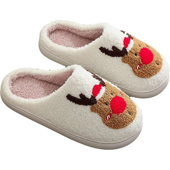 Christmas Slippers For Women Men Women's Cozy House Slippers With a ...