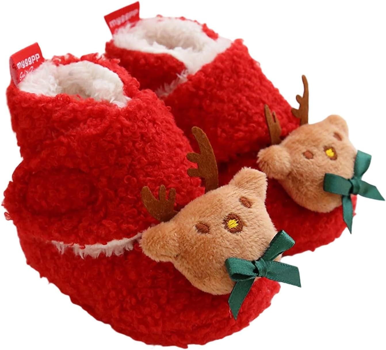 Christmas Slippers Toddler, Baby Booties With Gripper Soles,Xmas ...