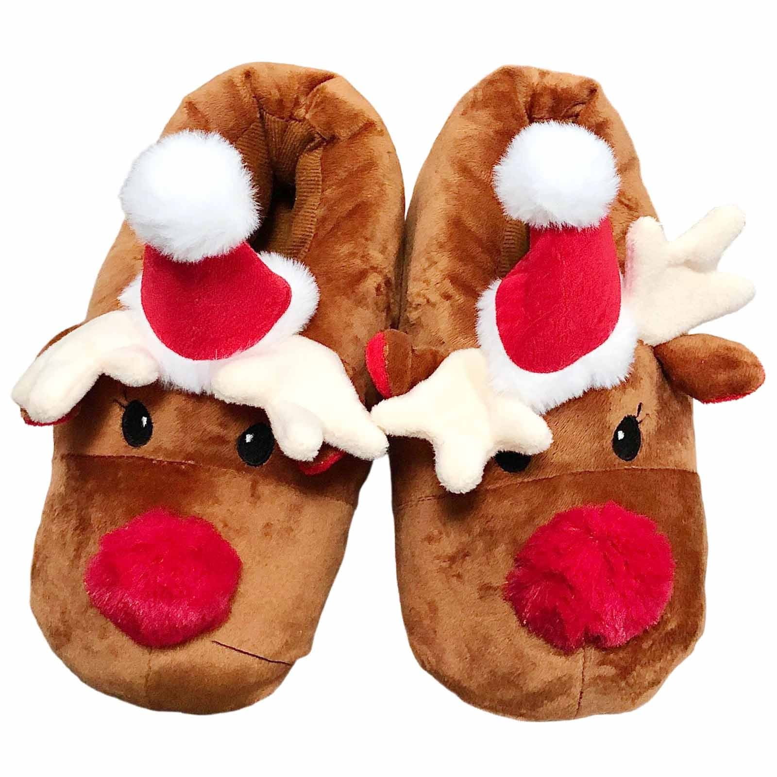 Christmas Slippers Women Christmas Reindeer Home Slippers High Slippers ...