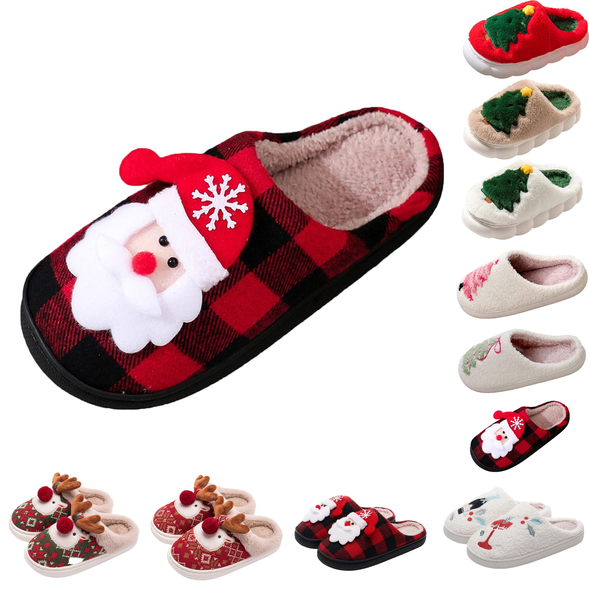 Christmas Slippers for Women Flat Heel Close Toe Slip-on Home Slippers ...