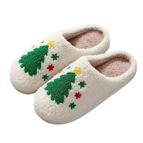 Christmas Slippers for Women Men Soft Plush Fuzzy Cozy House Bedroom ...