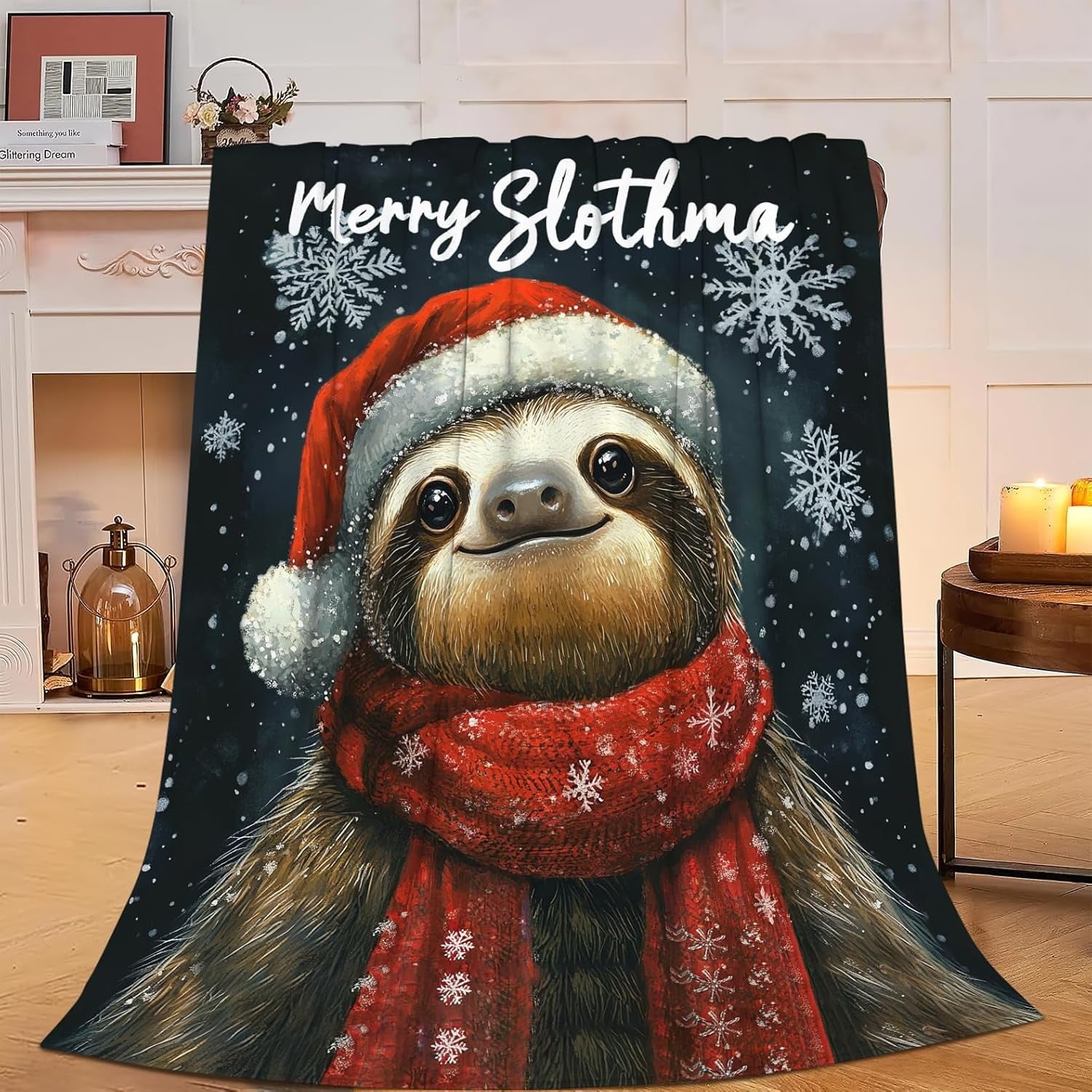 Christmas Sloth Blanket Soft Cozy Cute Sloth Plush Throw Blanket Warm ...