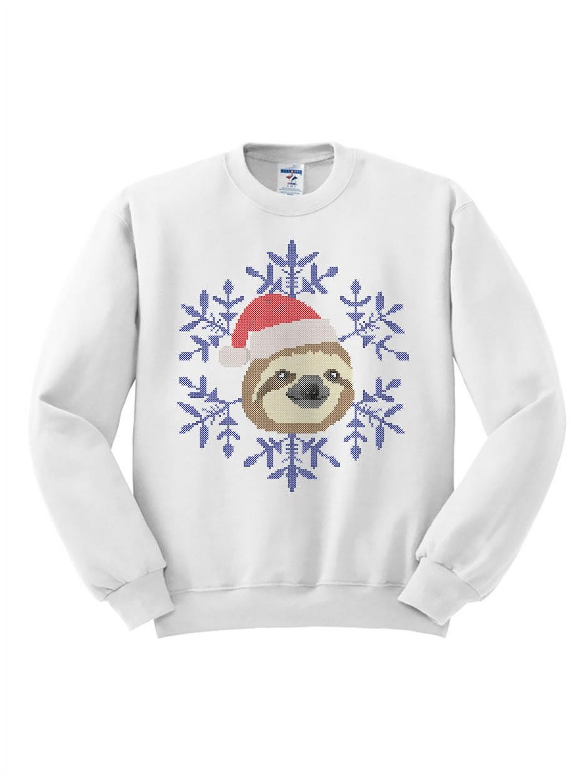 Christmas Sloth Crewneck Sweatshirt Large White - Walmart.com
