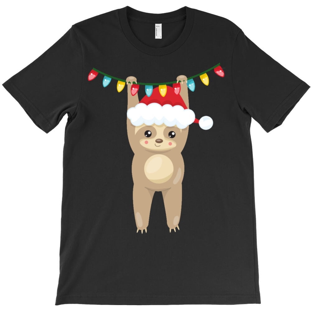 Christmas Sloth Hanging From Christmas Lights Funny Holiday Graphic ...