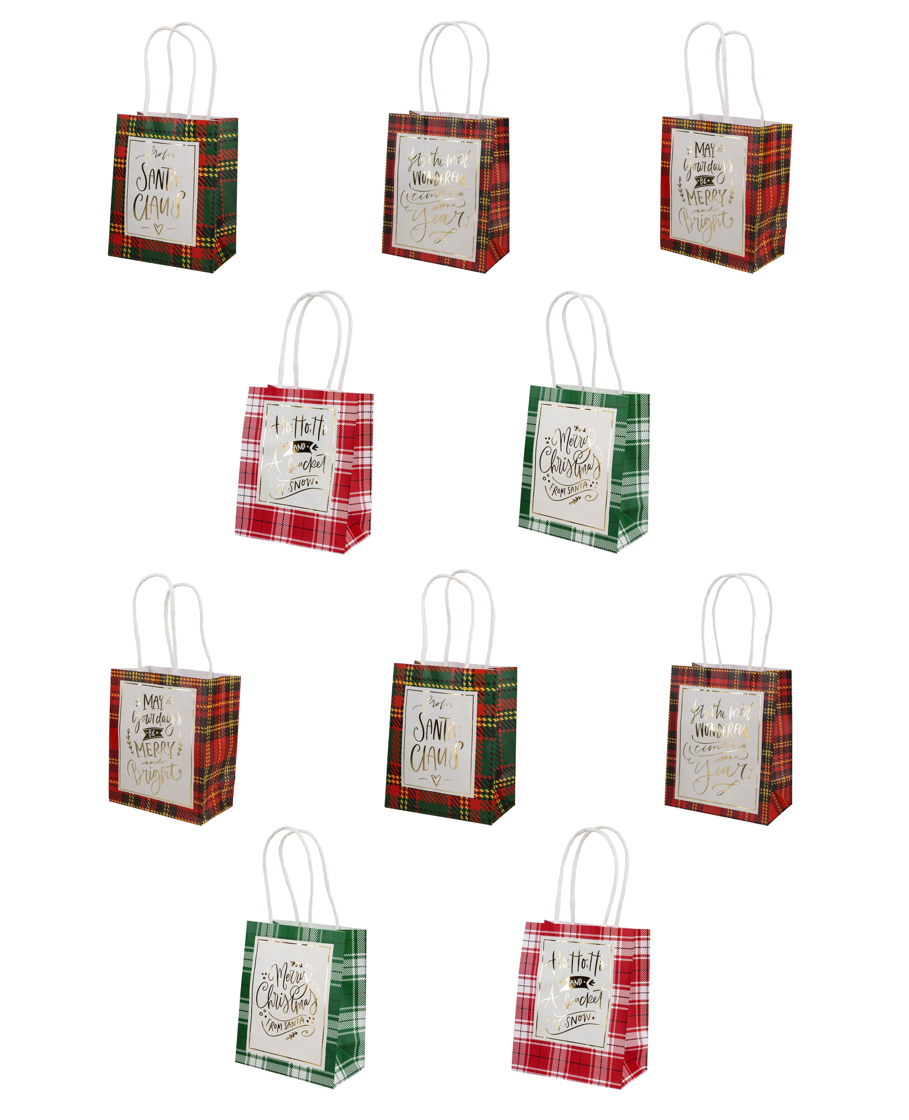 Christmas Small Printed Gift Bags with Foil, 10 Pack - Walmart.com
