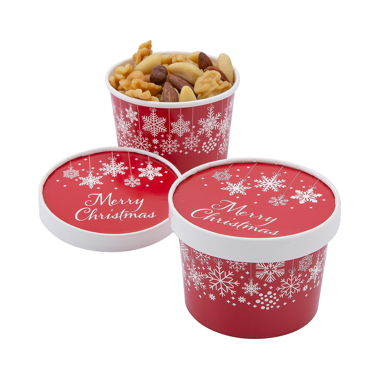 Christmas Snack Disposable Paper Snack Bowls with Lids - 12 Pc ...