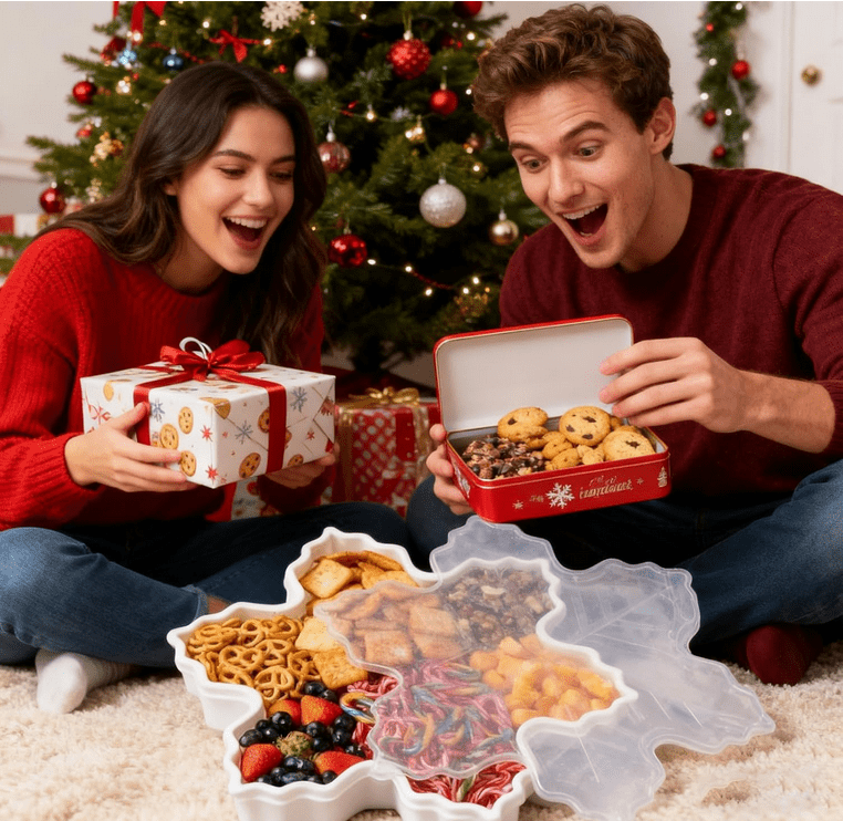 Christmas Snack Tray, Cute Holiday Gingerbread Man Snowflake Tree ...