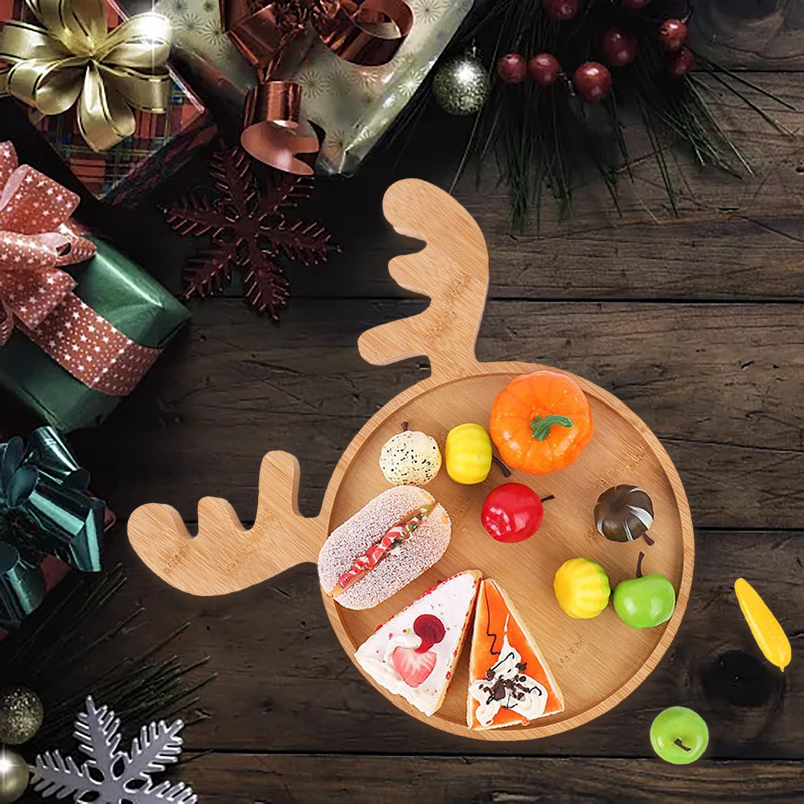 Christmas Snack Tray Fawn Hat Shaped Christmas Tree Decorated Snack ...