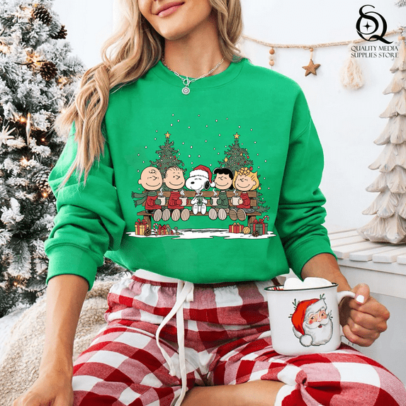 Christmas Snoopy and Friends Sweatshirt | Cute Cartoon Dog Holiday Crewneck | Charlie & Friends ...