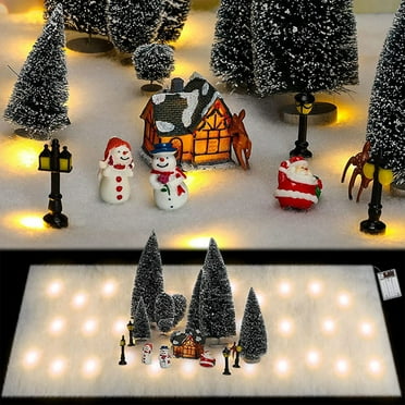 Winter Scene Lighted Snow Table Runner Set for Mantel Season Display ...