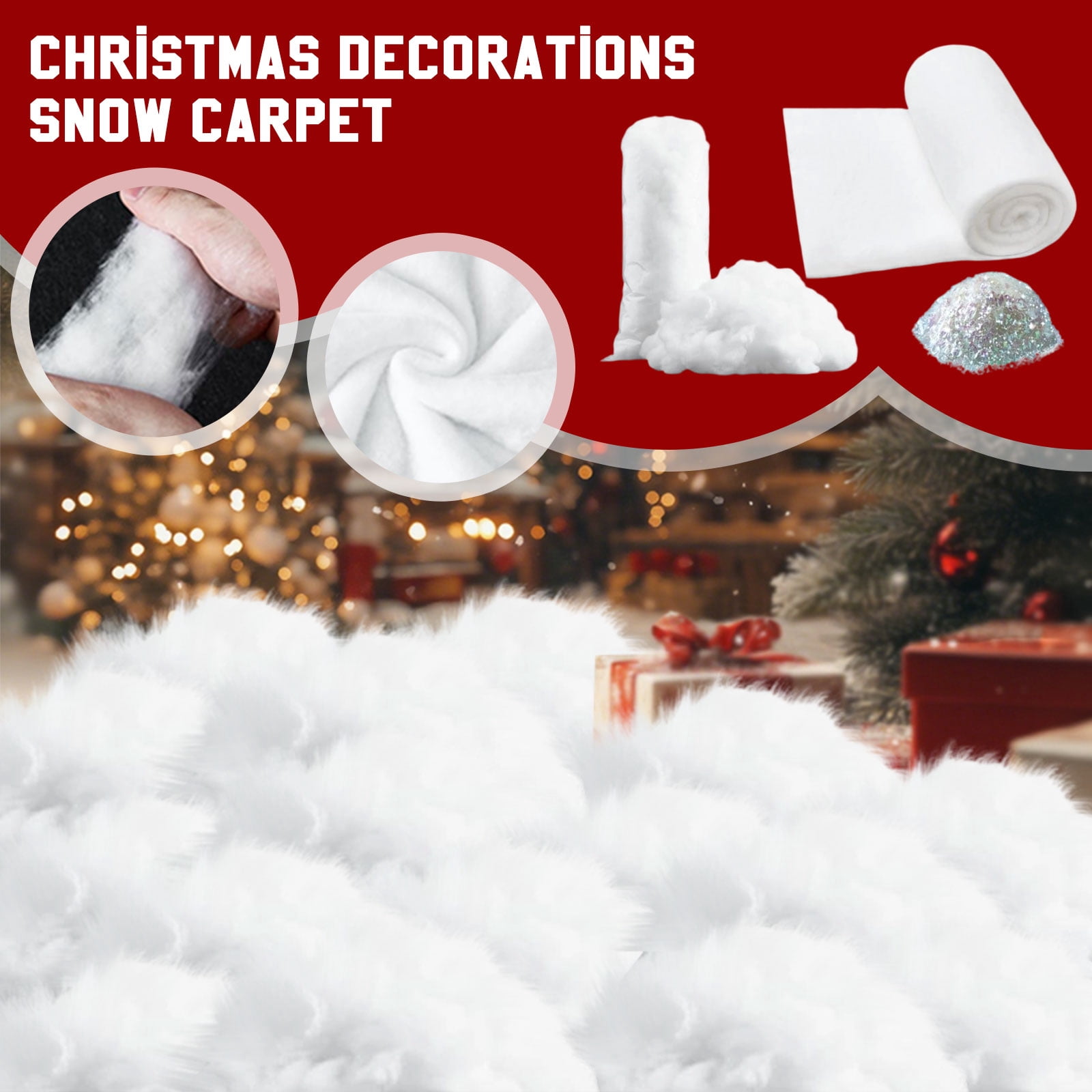 Christmas Snow Blanket Roll (2.9 x 7.8 Ft), Fake Snow Blanket Large ...