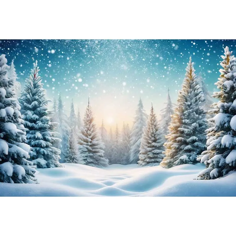 Christmas Snow Forest Landscape Backdrops Photography Baby Home Party ...