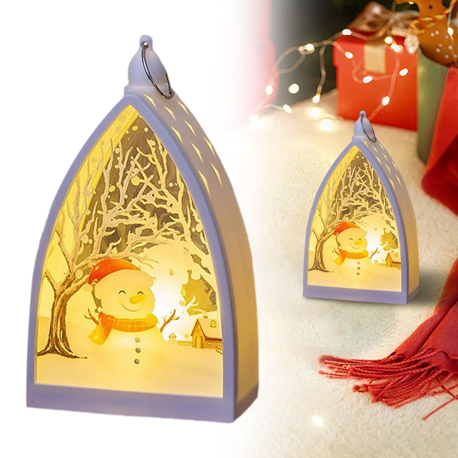 Christmas Snow Globe Lanterns, Glowing LED Rotating Flashing Water ...