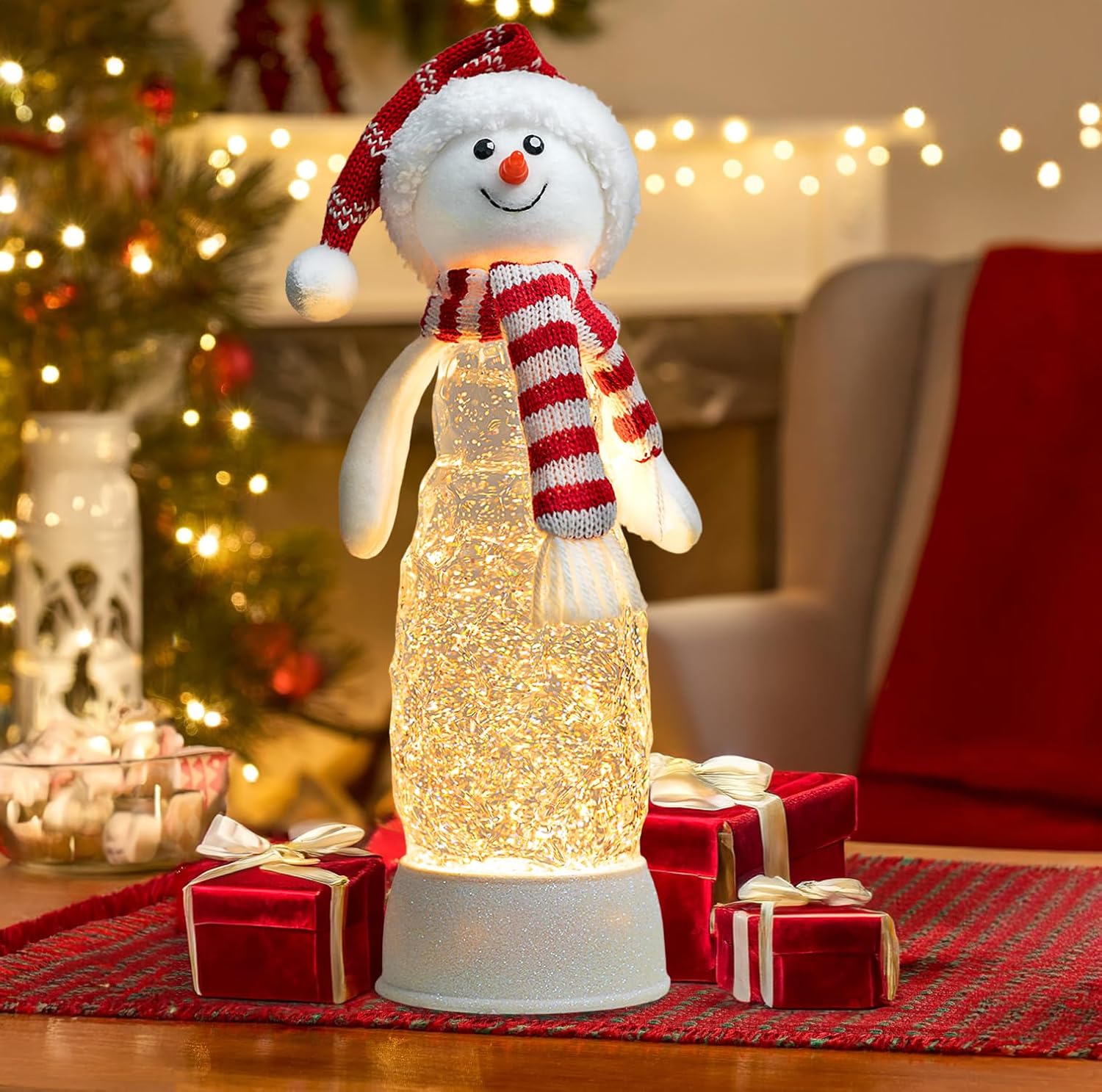 Christmas Snow Globe Lighted Manger Nativity Scene, Musical Water ...