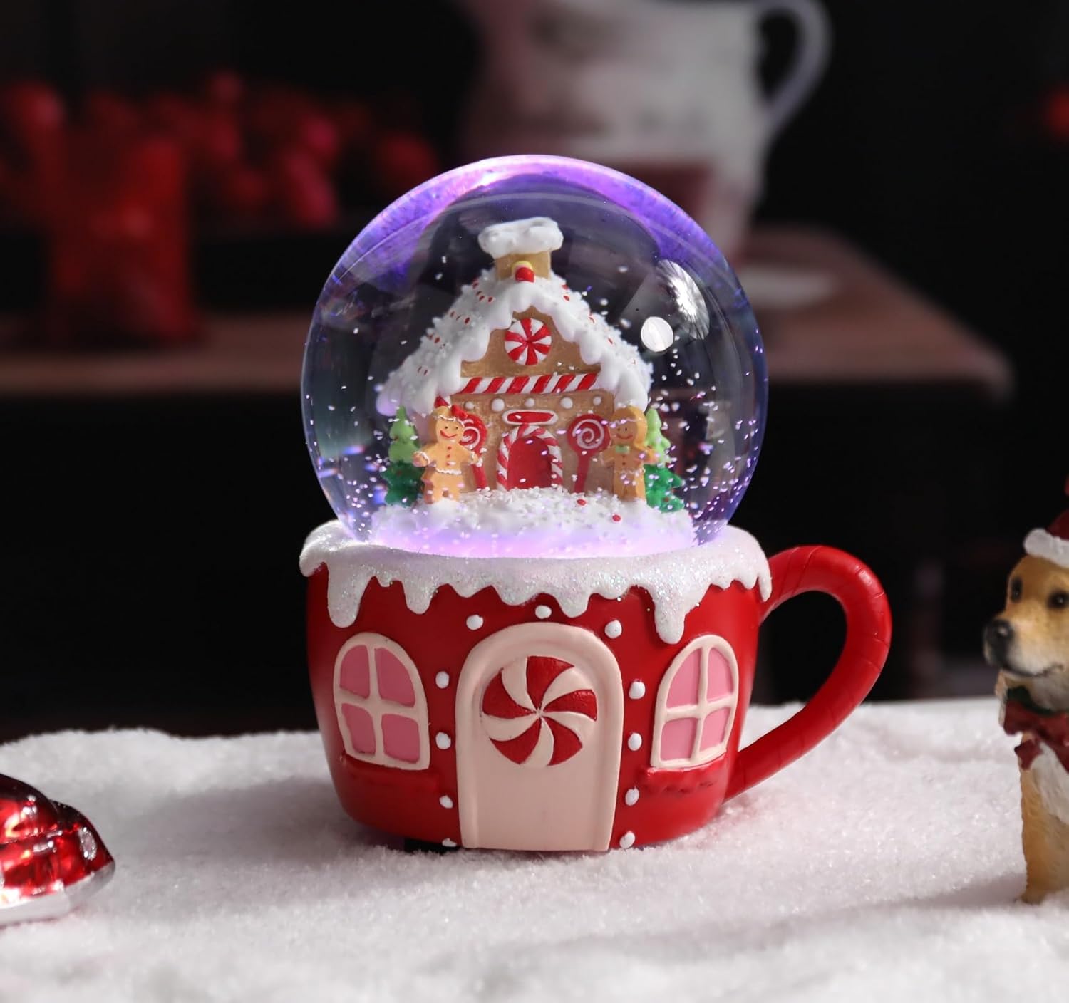 Christmas Snow Globe Musical Gingerbread Men House Christmas Tree Water ...