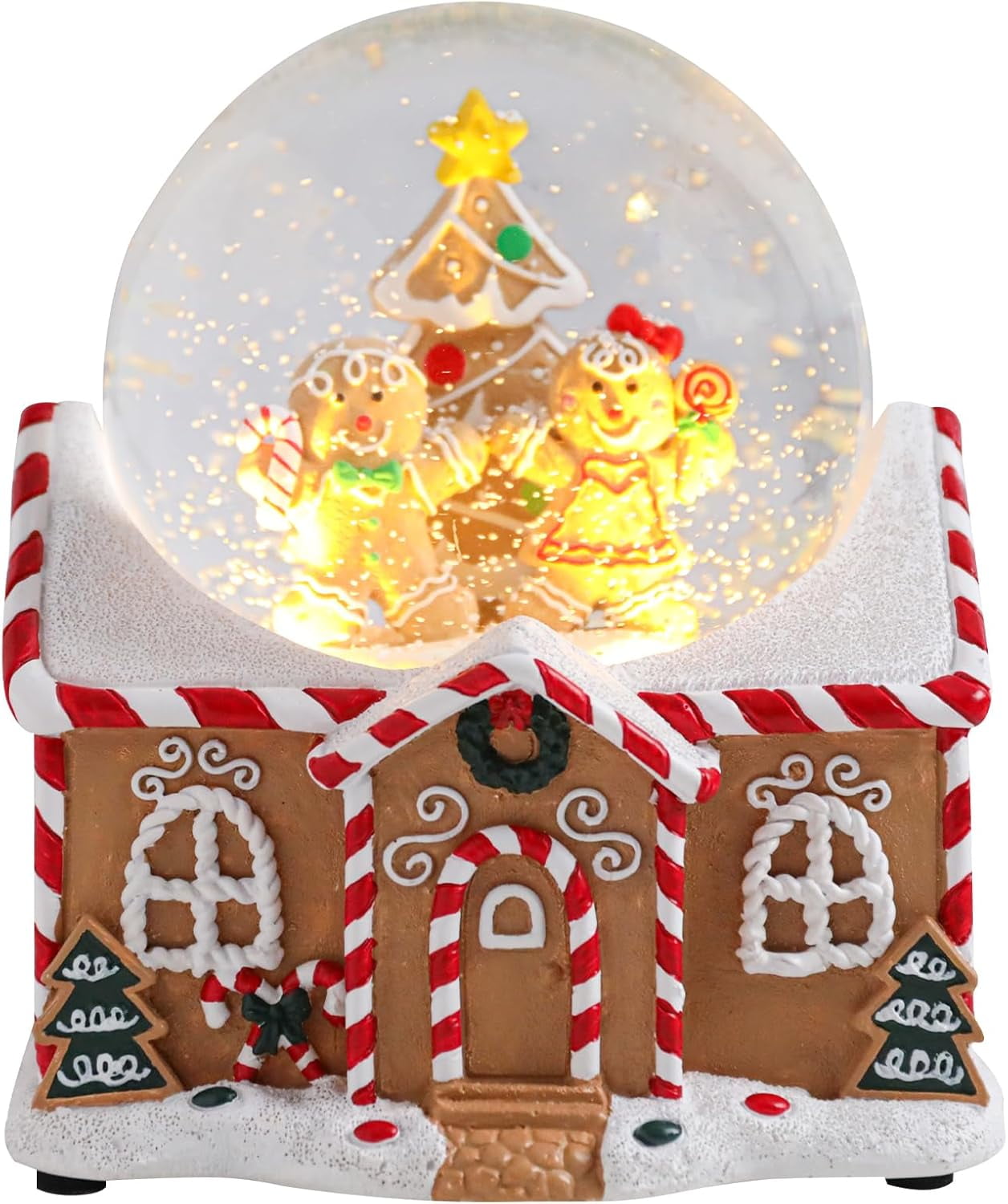 Christmas Snow Globe Musical - Rotating Train Tree Red Water Snow ...