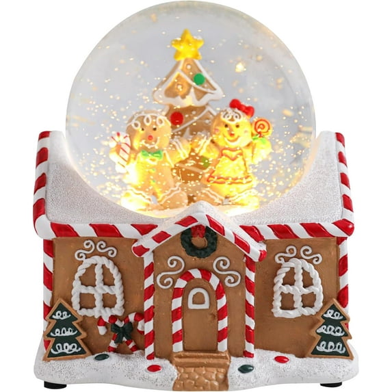 Christmas Snow Globe Musical - Rotating Train Tree Red Water Snow ...