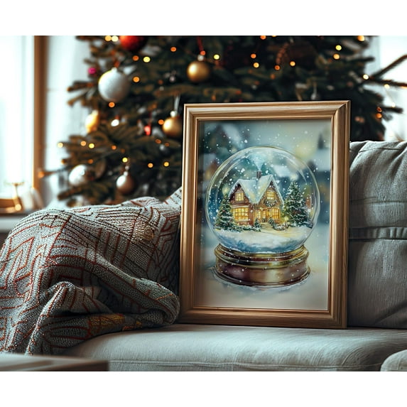 Christmas Snow Globe Wall Art, Winter Holiday Printable, Xmas Home ...