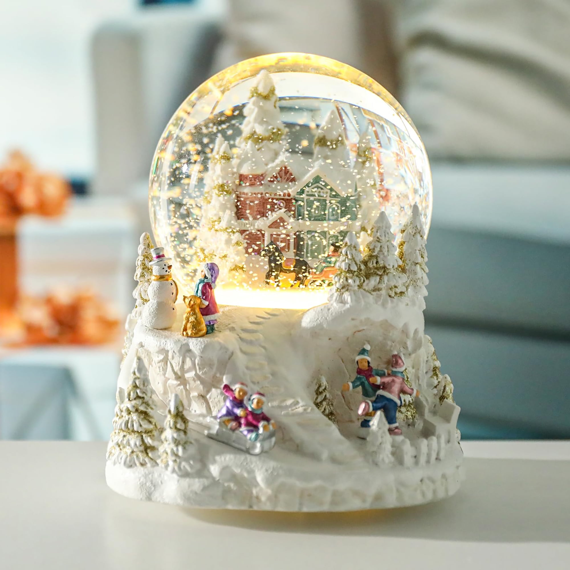 Christmas Snow Globes, Musical Snow Globes, White Winter Christmas Lanterns Snow Globe ...
