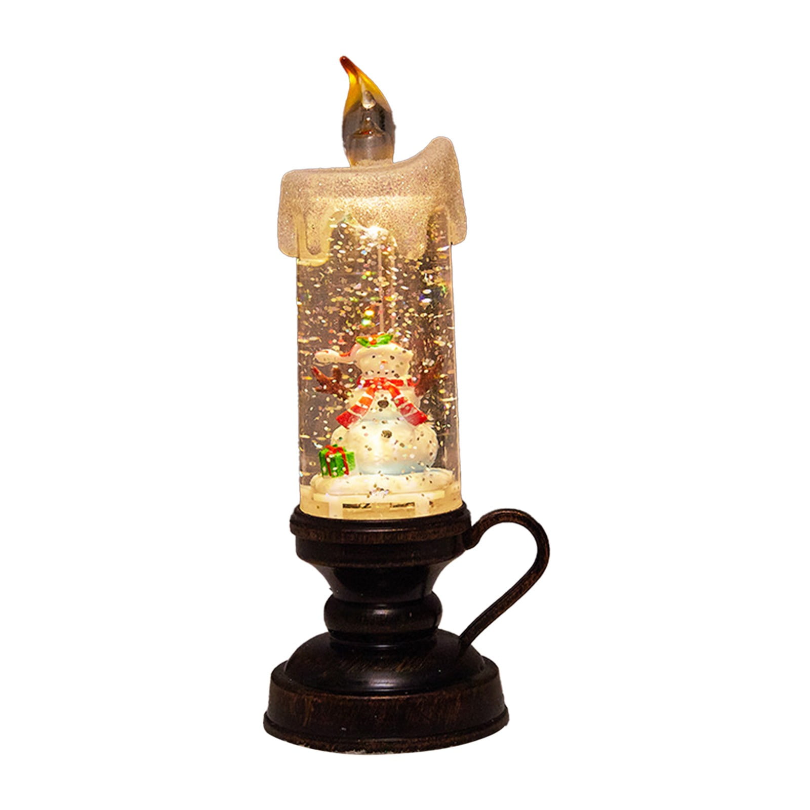 Christmas Snow Lantern Candle, Flameless Christmas Candle, Battery ...