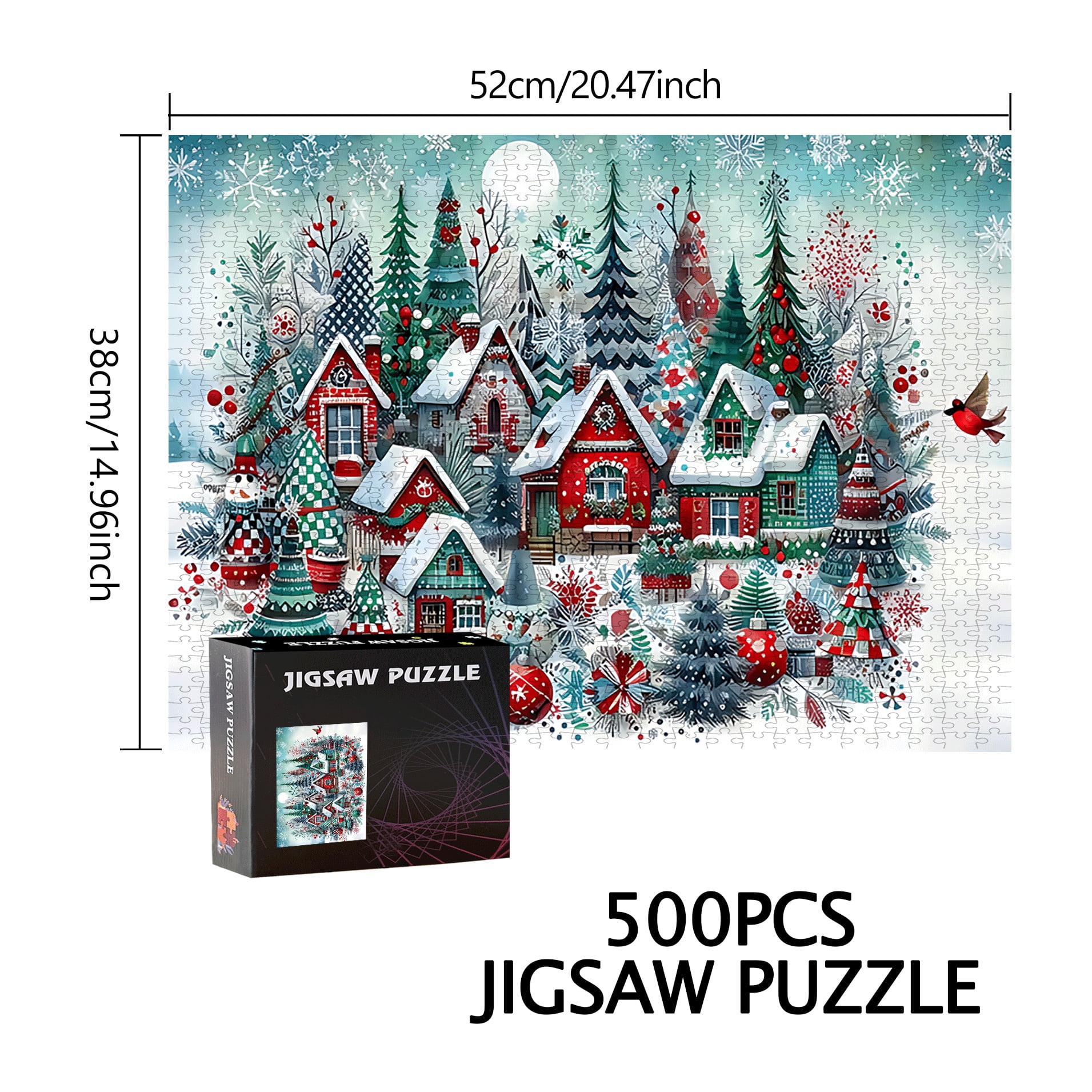 Christmas, Snow Scene 500pcs/1000pcs Puzzle Game - Gift - Family ...