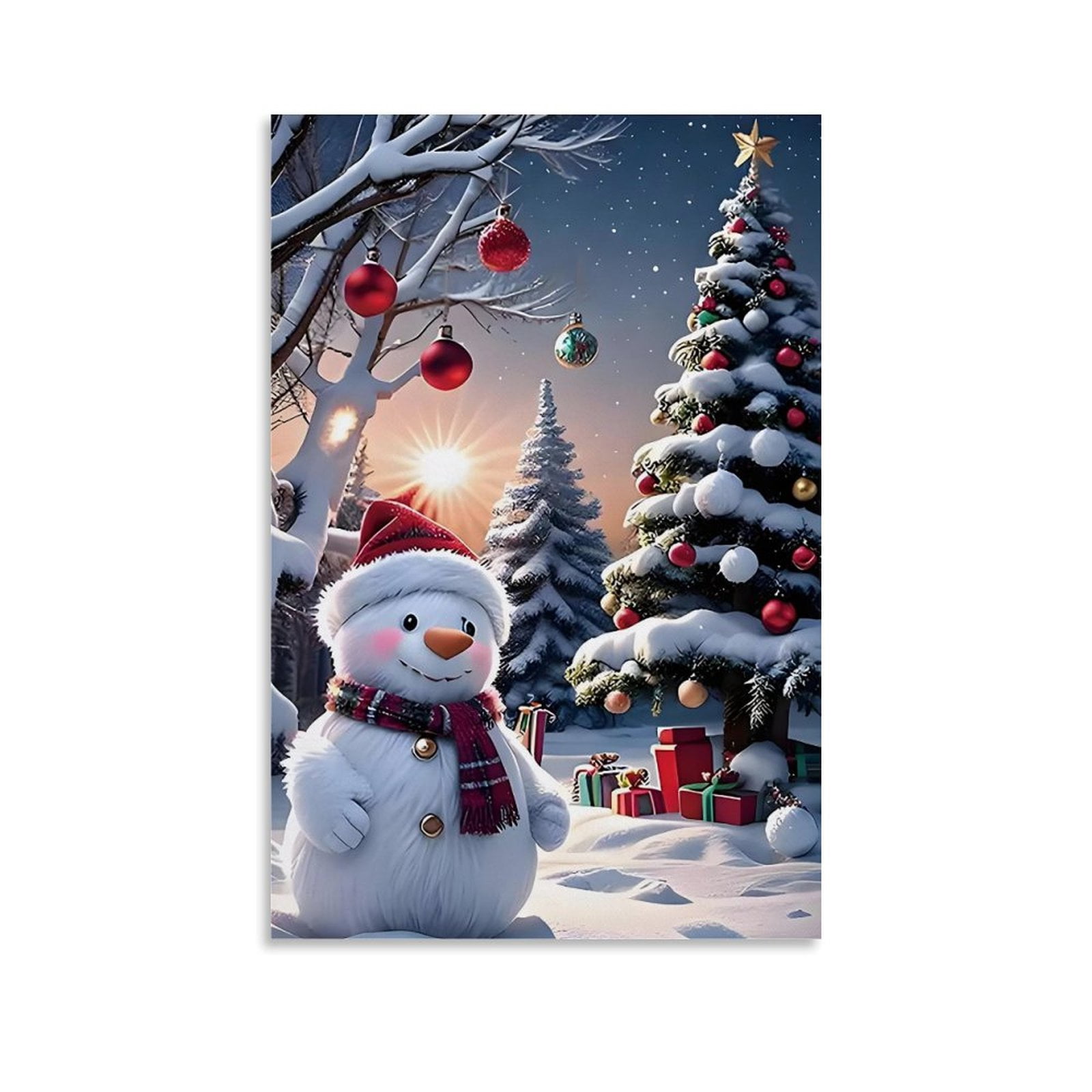 Christmas Snow Scene Canvas Print Poster Canvas Wall Art Living Room ...