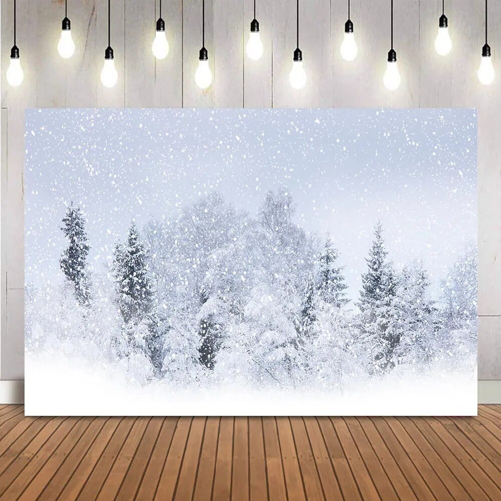 Christmas Snow Scenery Winter Backdrop for Photography Pine Forest ...