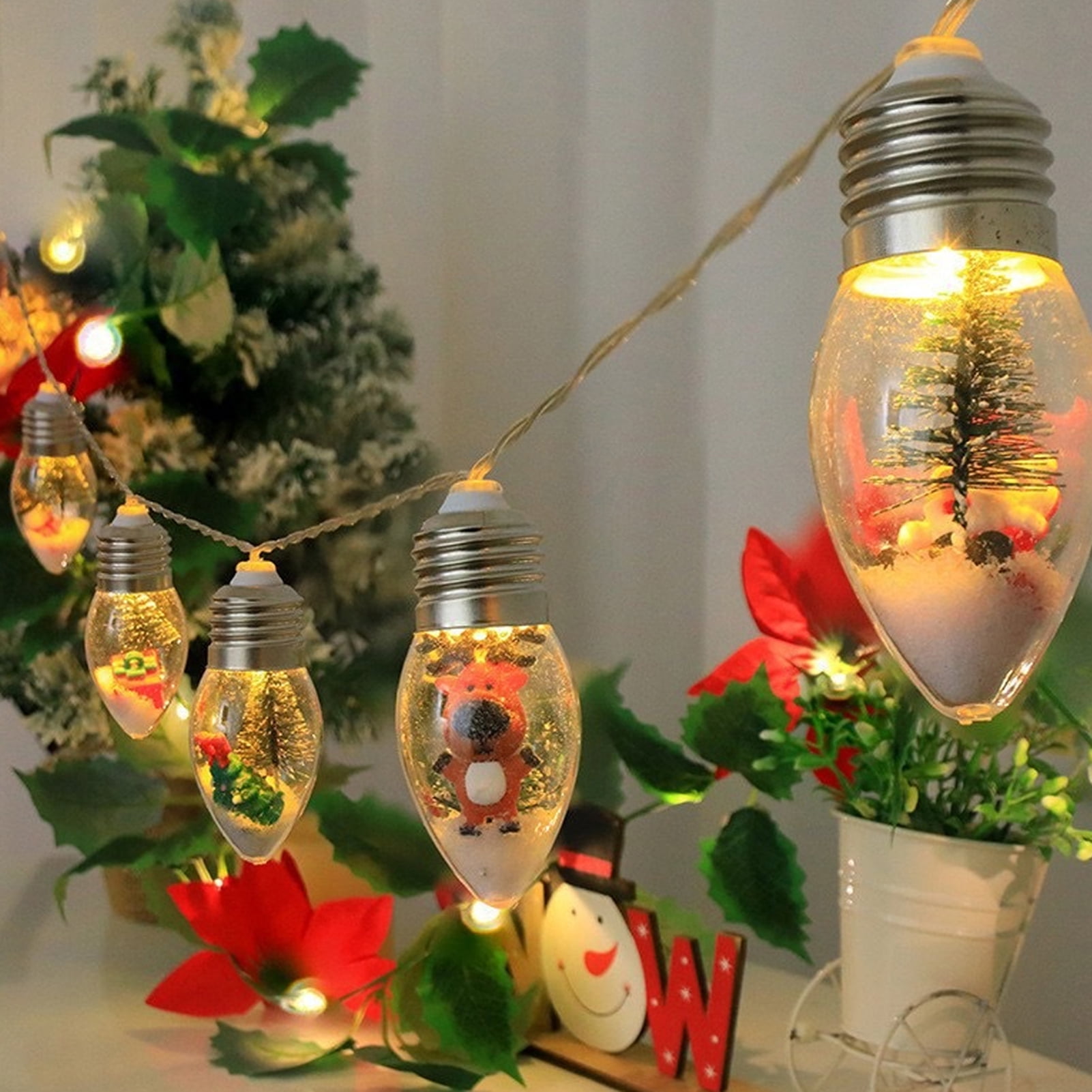 Christmas Snow String Lights LED Colored Snow Bulbs Decorations for ...