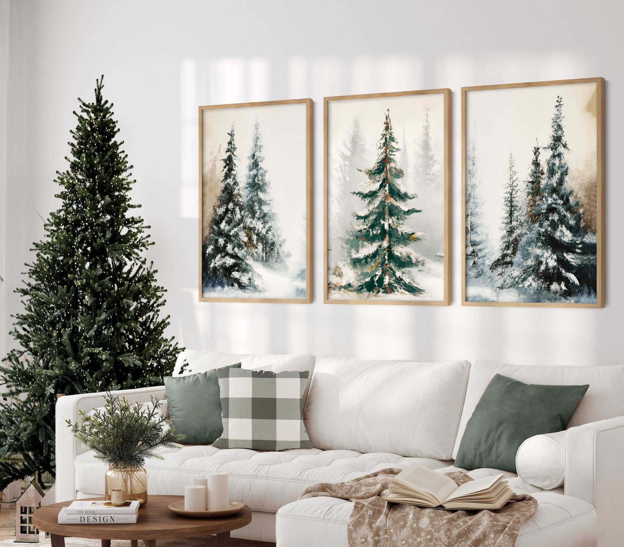 Christmas Snow Trees Set Of Three Art Prints Wall Art Picture Poster ...