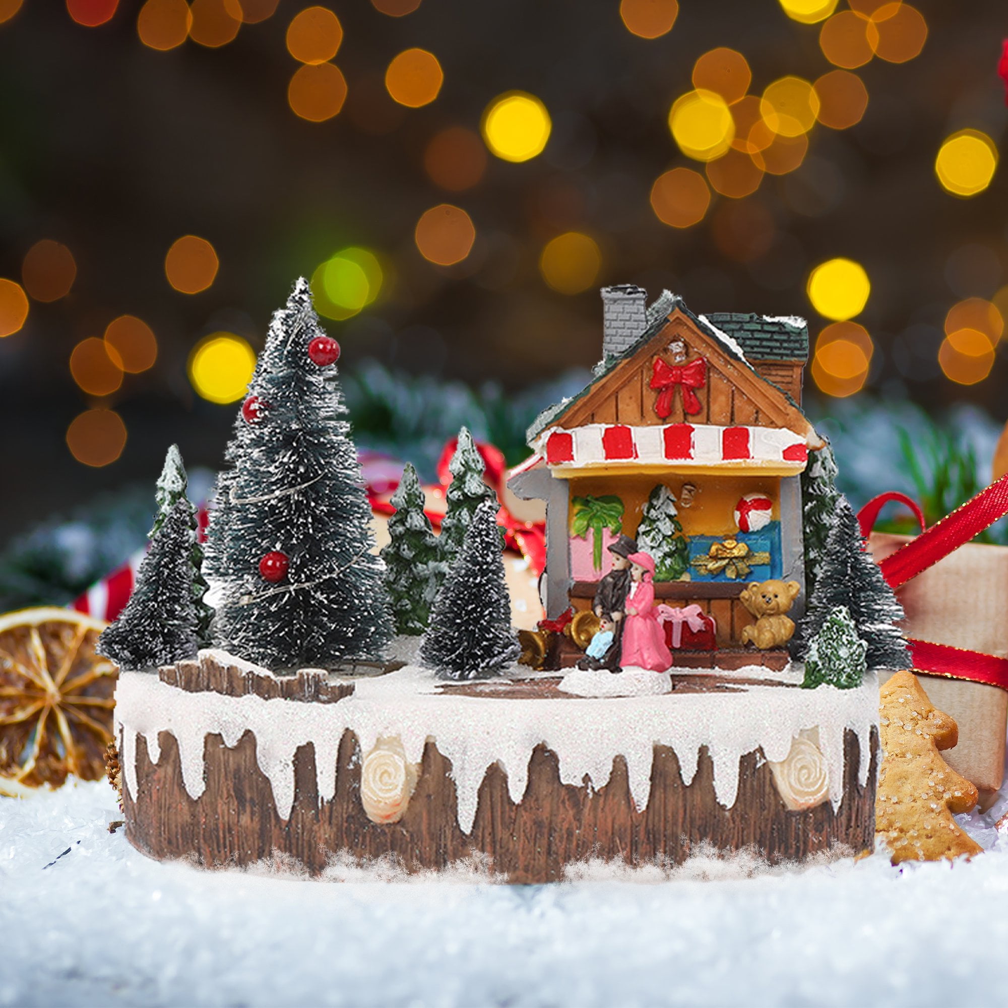 Walmart Xmas Lighted Houses, Holiday Tree, Christmas Snow Village Snack ...