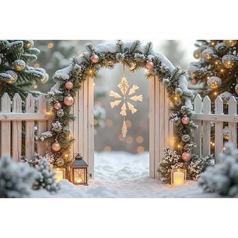 Christmas Snow Winter Backdrop Balls Pine Tree Fce Arch Door Photo ...