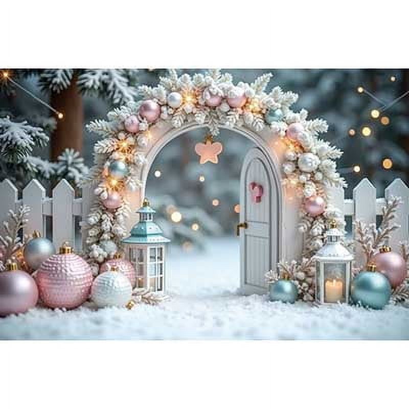 Christmas Snow Winter Backdrop Balls Pine Tree Fce Arch Door Photo ...