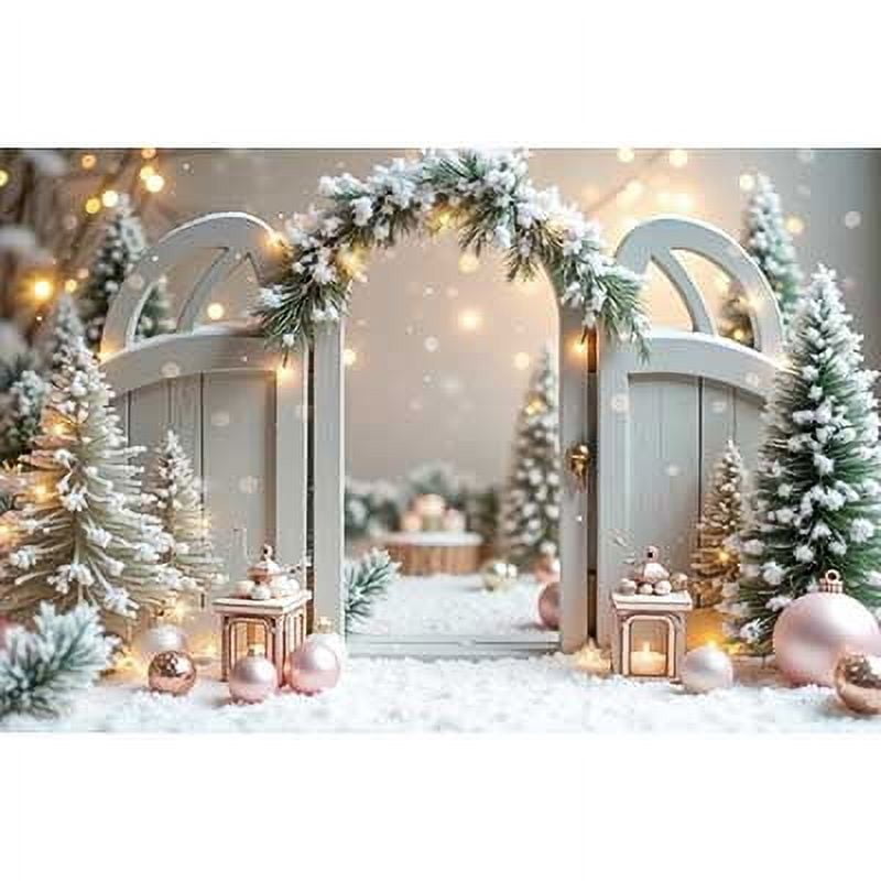 Christmas Snow Winter Backdrop Balls Pine Tree Fce Arch Door Photo ...
