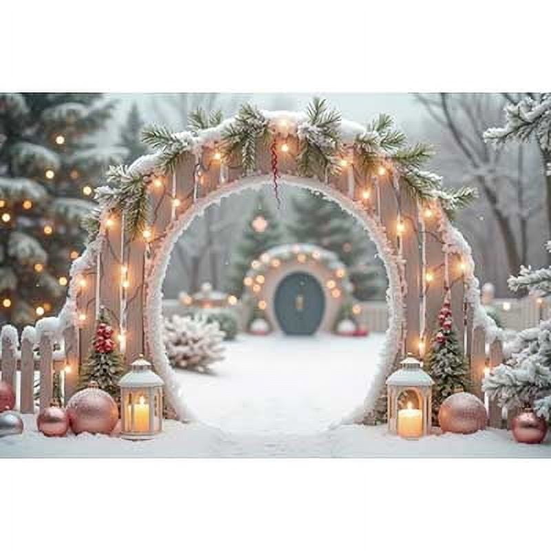 Christmas Snow Winter Backdrop Balls Pine Tree Fce Arch Door Photo ...