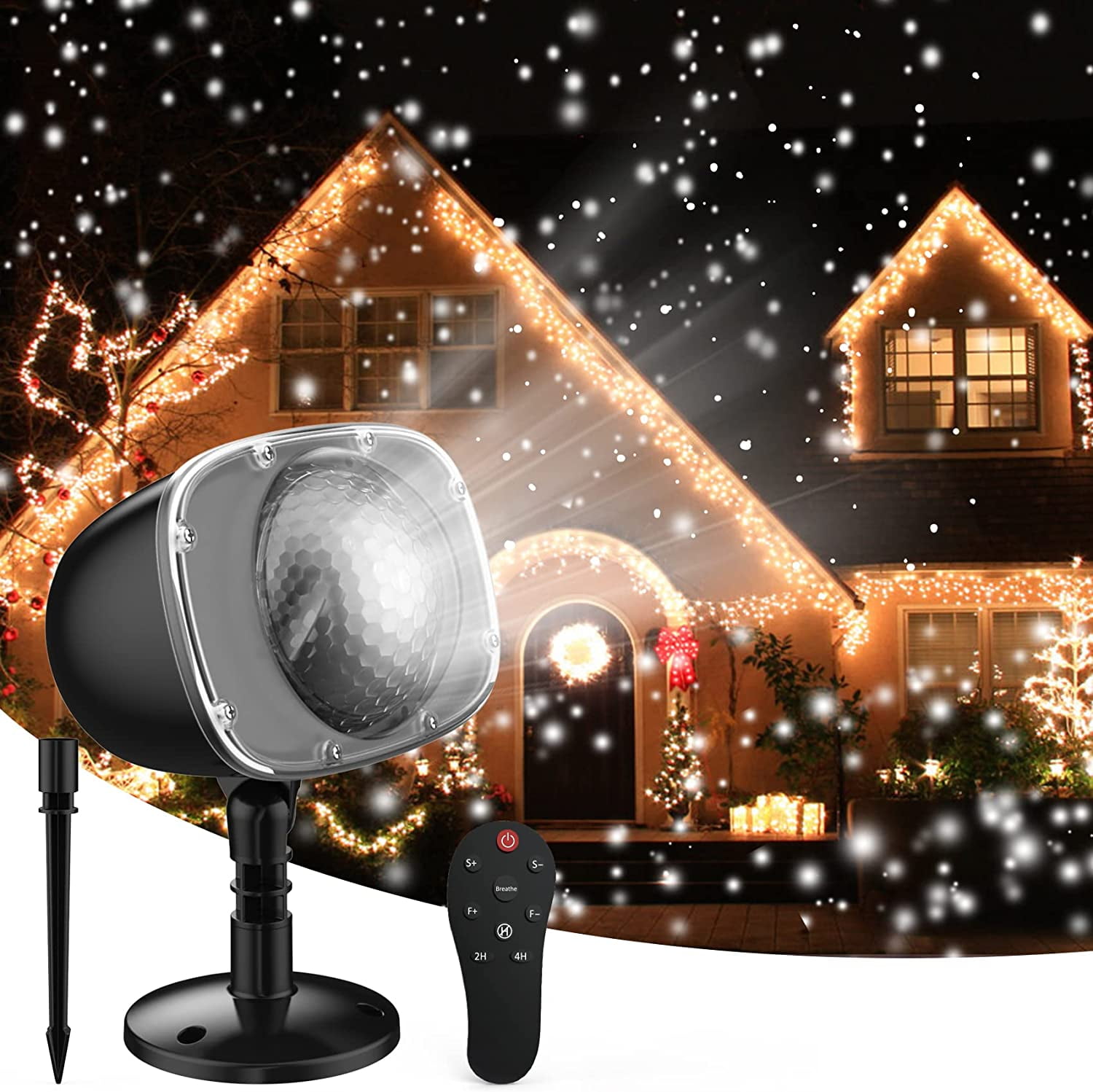 Christmas Snowfall Projector Lights, Indoor Outdoor Holiday Lights with ...