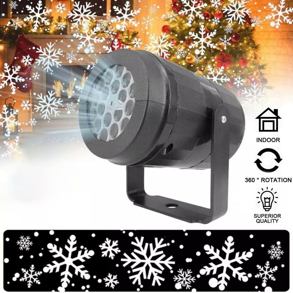 Christmas Snowfall Projector Lights, Waterproof LED Rotating Snowflake ...